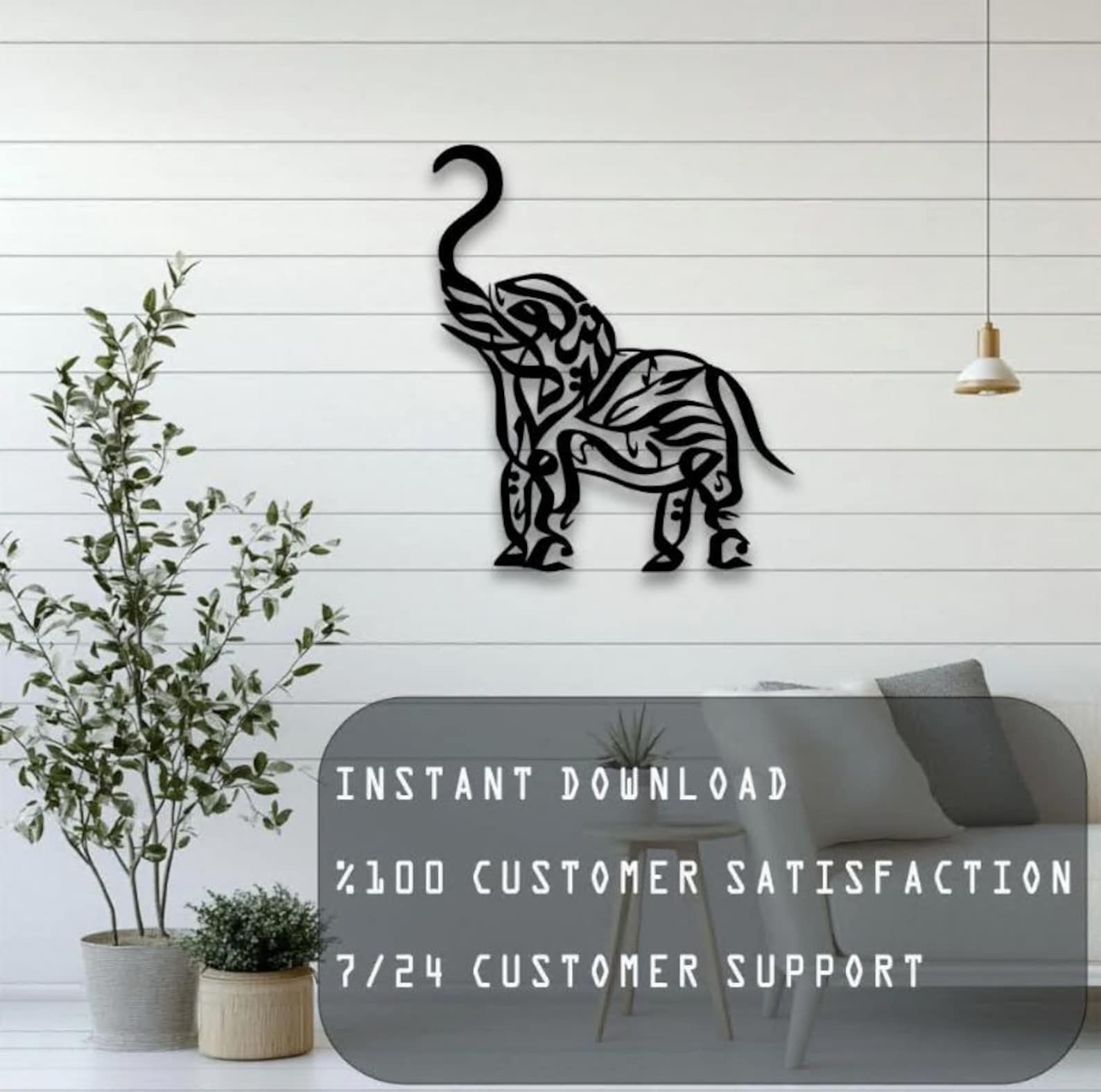 Arabic Calligraphy Elephant Wall Art SVG: Laser Cut File (digital ...