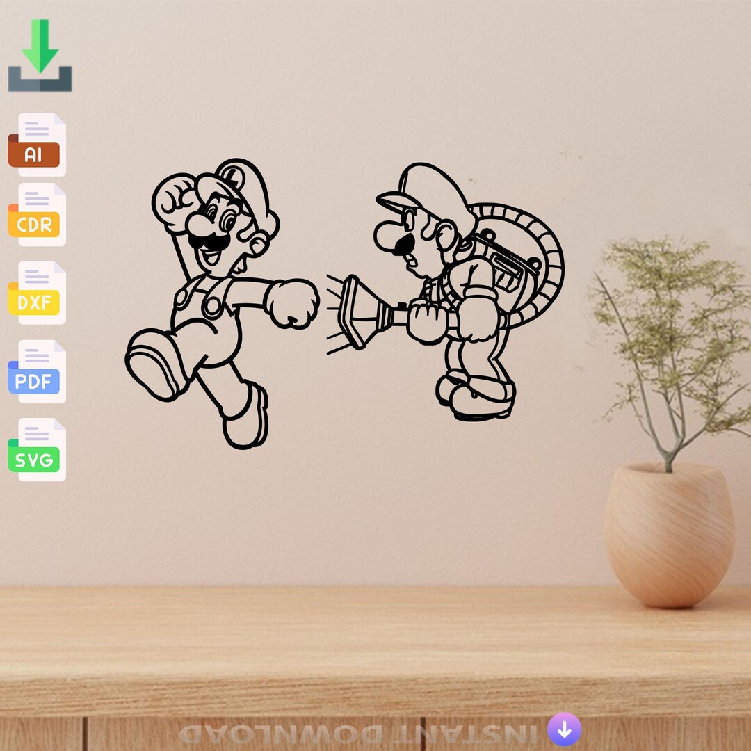 Mario Design Laser Cut Files: SVG DXF Vector Template (digital Download ...