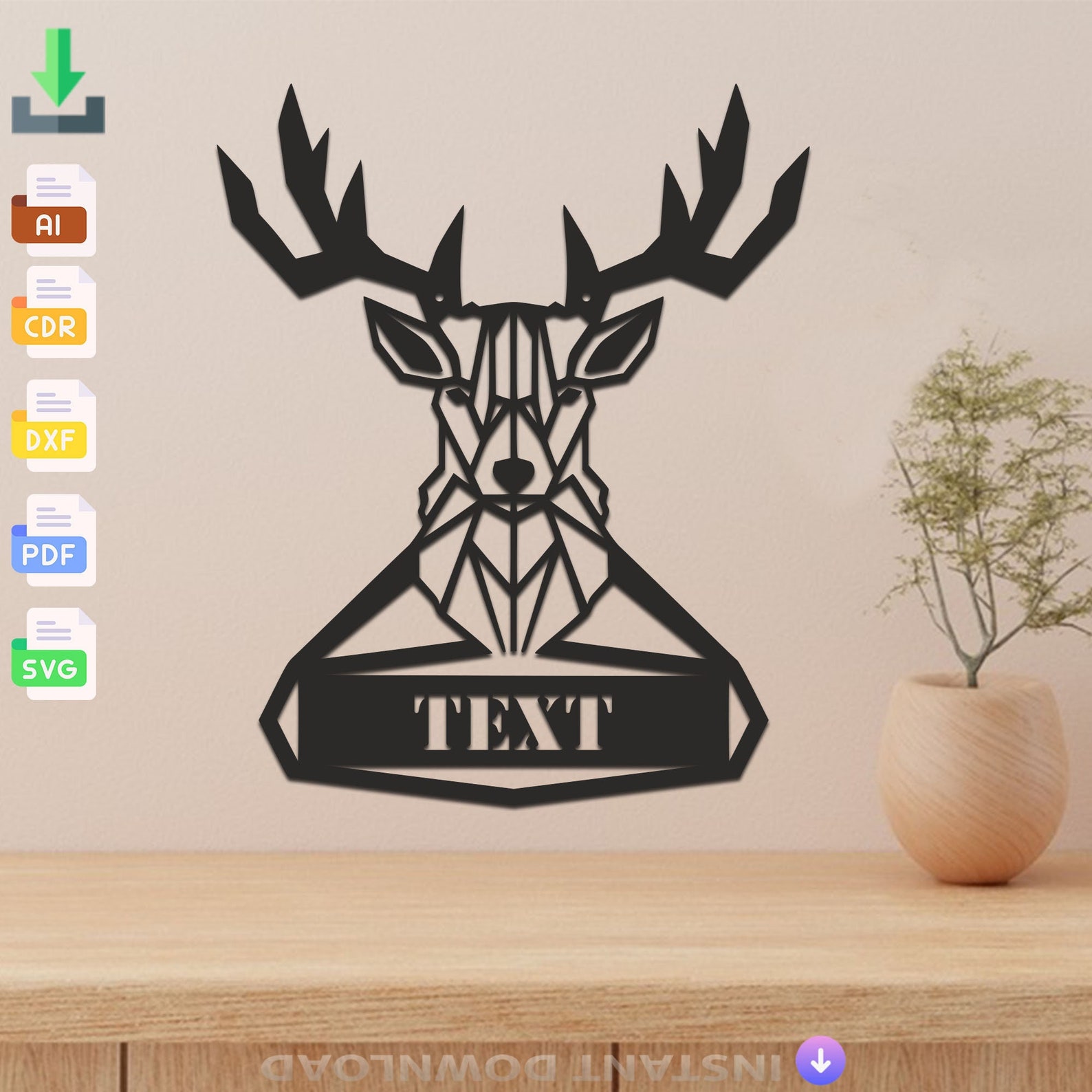 Deer Head Design Laser Cut Svg Dxf Laser Cut Svg Dxf File - Etsy