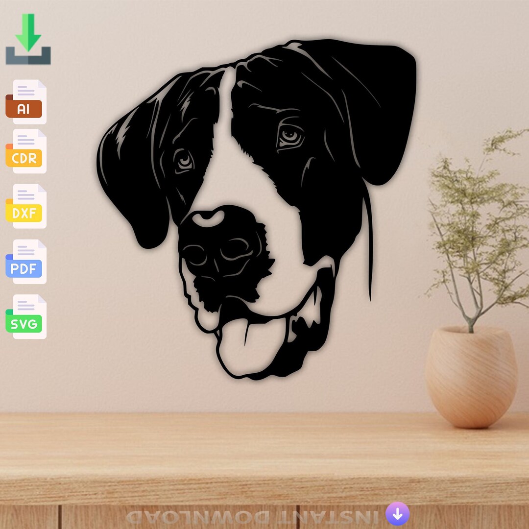 Cute Dog Animal Design Laser Cut Svg Dxf Files Wall Sticker Engraving ...