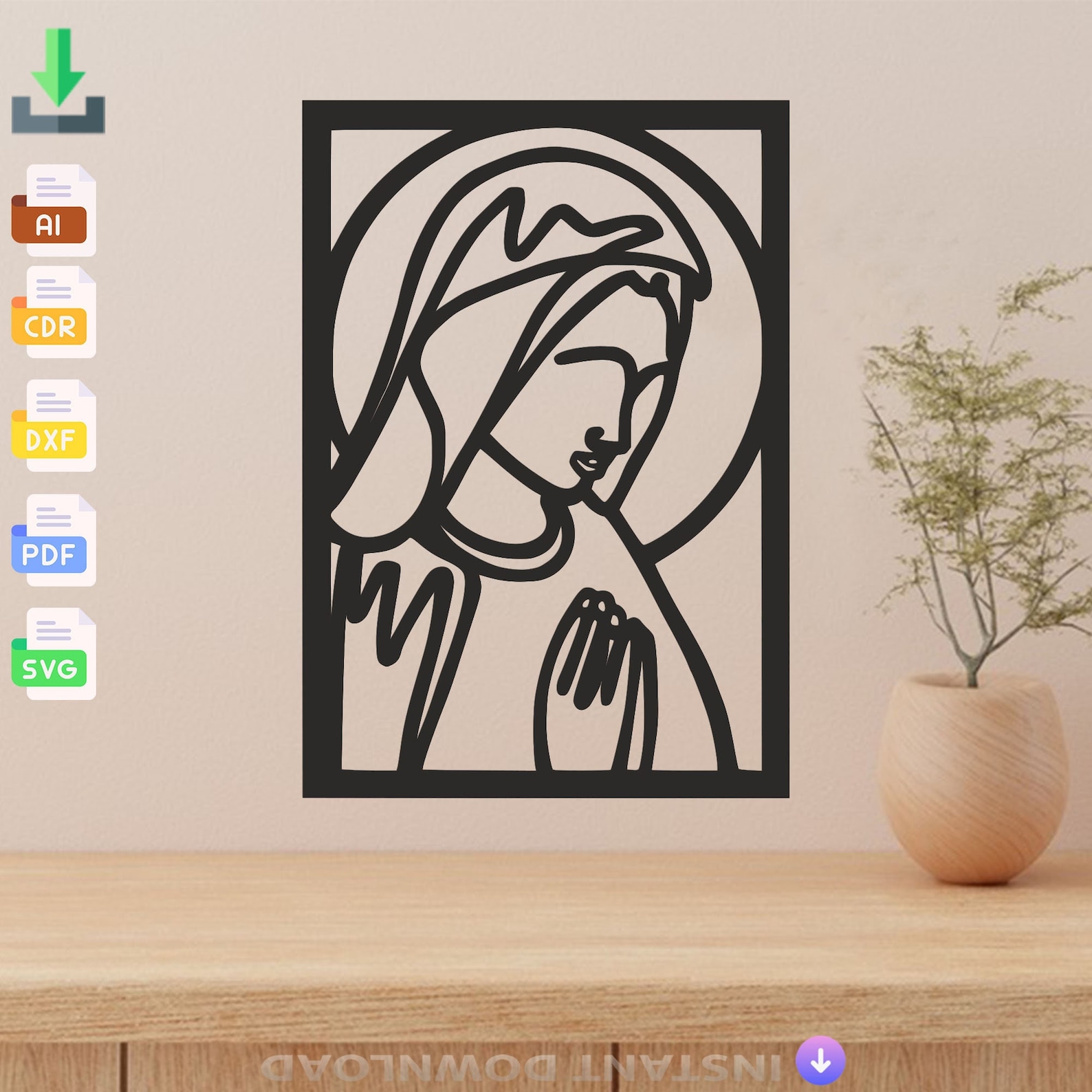 Virgen María Decoración de pared Svg Dxf pdf corte láser svg - Etsy México