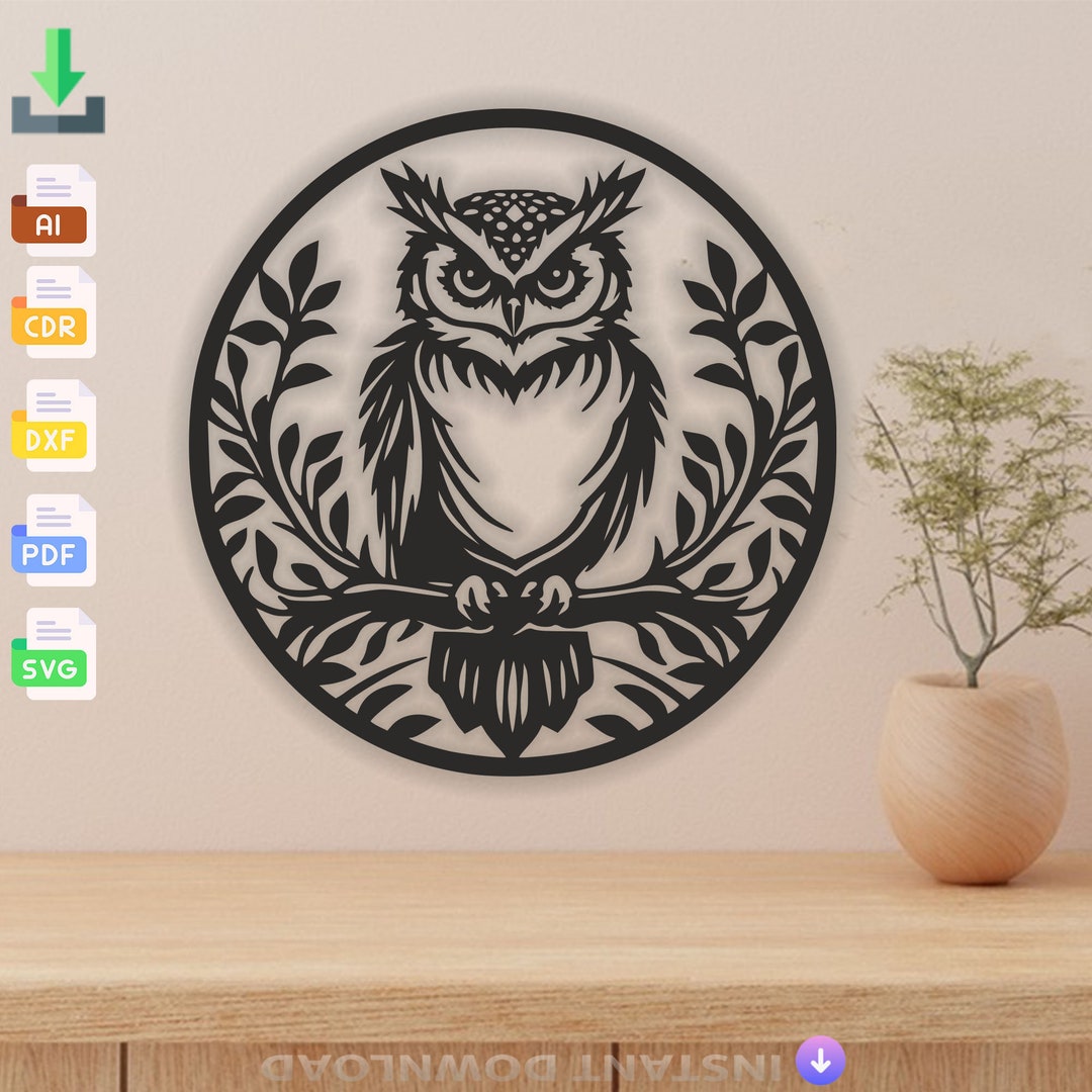 Laser Cut Owl Tree Decoration: SVG DXF Vector Files (digital Download ...