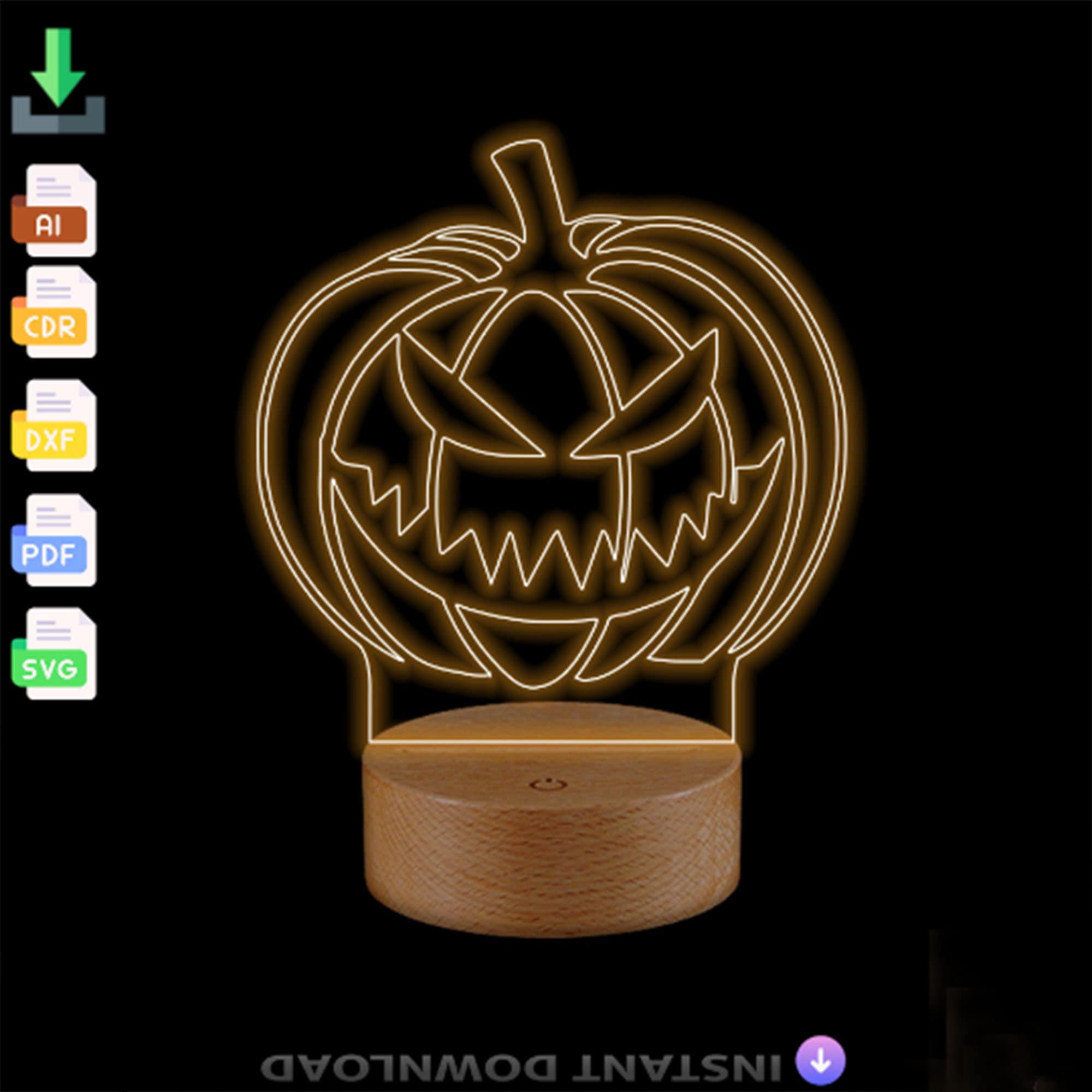 Halloween 3D Acrylic Led Lamp Svg, 3D Led Light, Files DXF, CDR, 3D ...