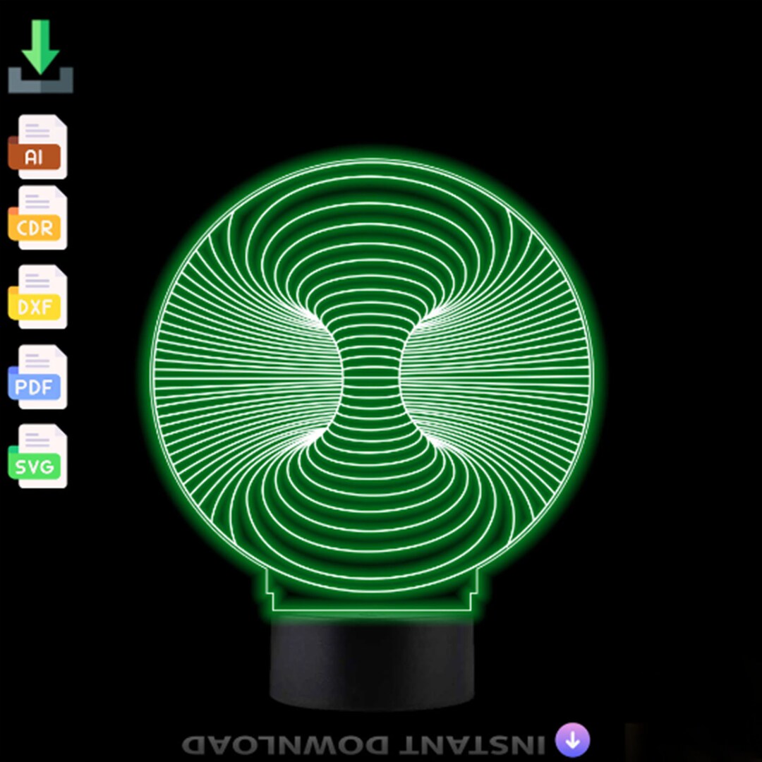 Whirlpool 3D LED Lamp: Laser Cut Files (digital Download) - Etsy