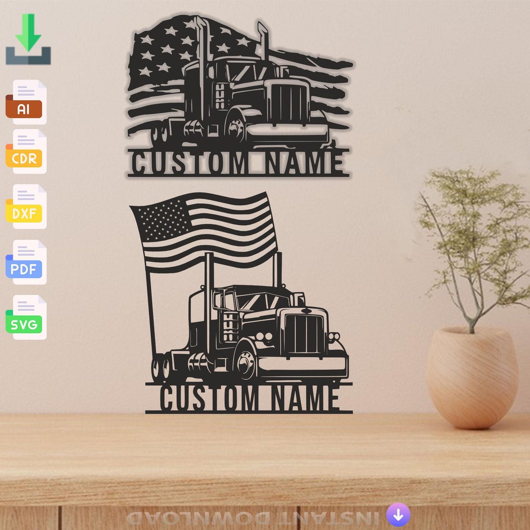 Custom Trucking Flag Laser Cut Svg Dxf Files Wall Sticker Engraving ...