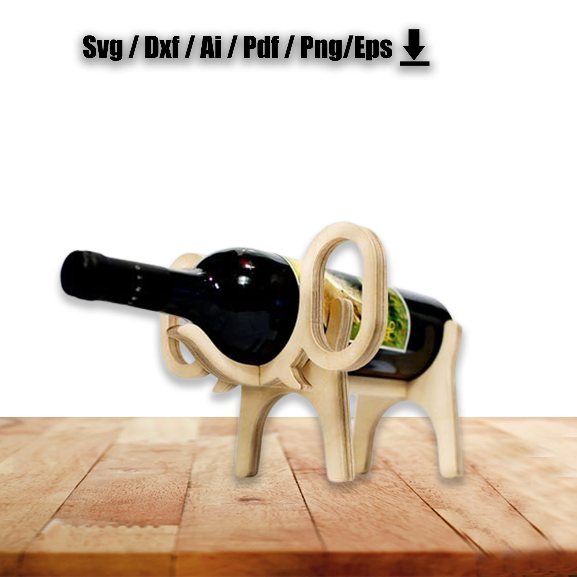 Elephant Wine Bottle Holder 3D Model Puzzle File Svg Cdr Dxf Vector Cnc ...