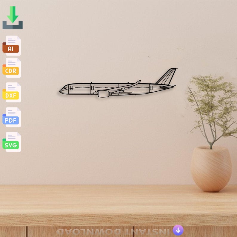 Airbus A350 XWB Wide-body Jet Vector Art (svg, Dxf, Ai, Pdf, Eps) - Etsy
