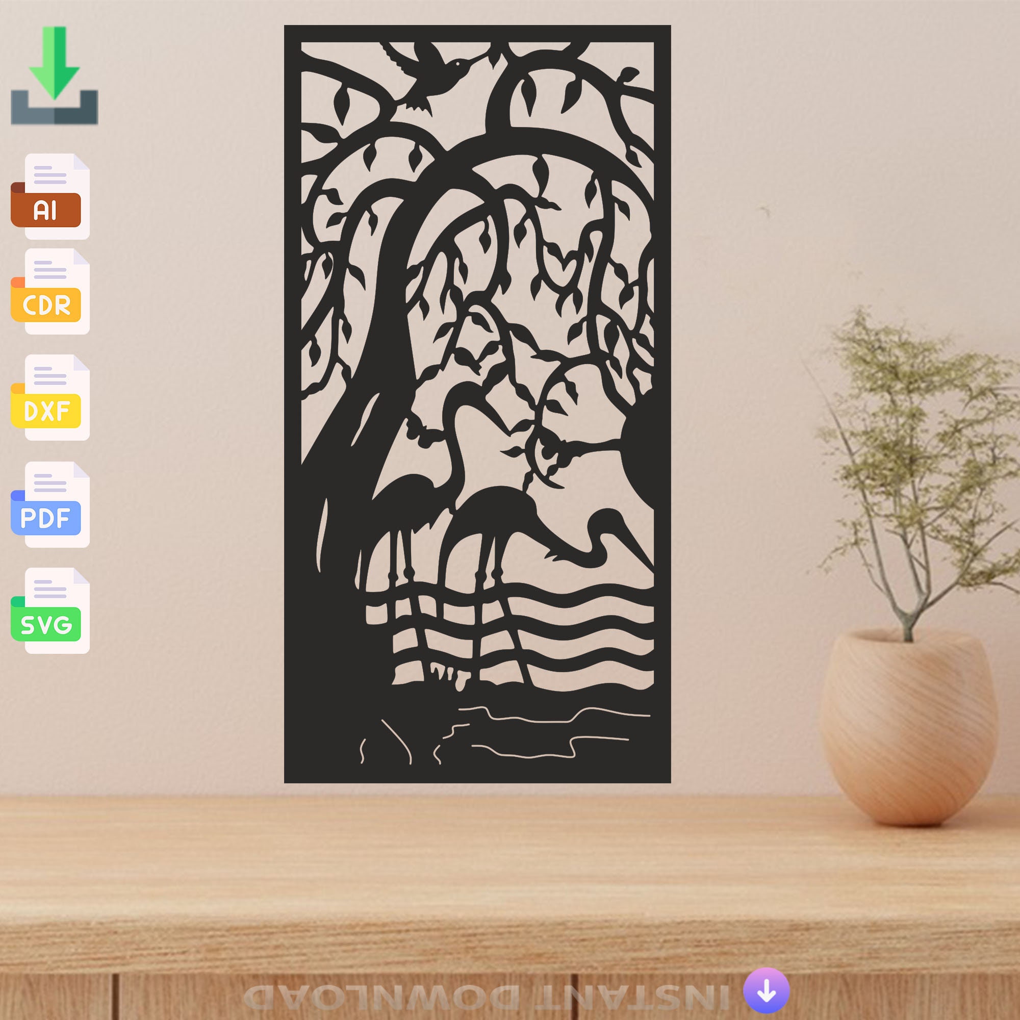 Door Floral Wall Panels Vector Files Digital Files Dxf - Etsy