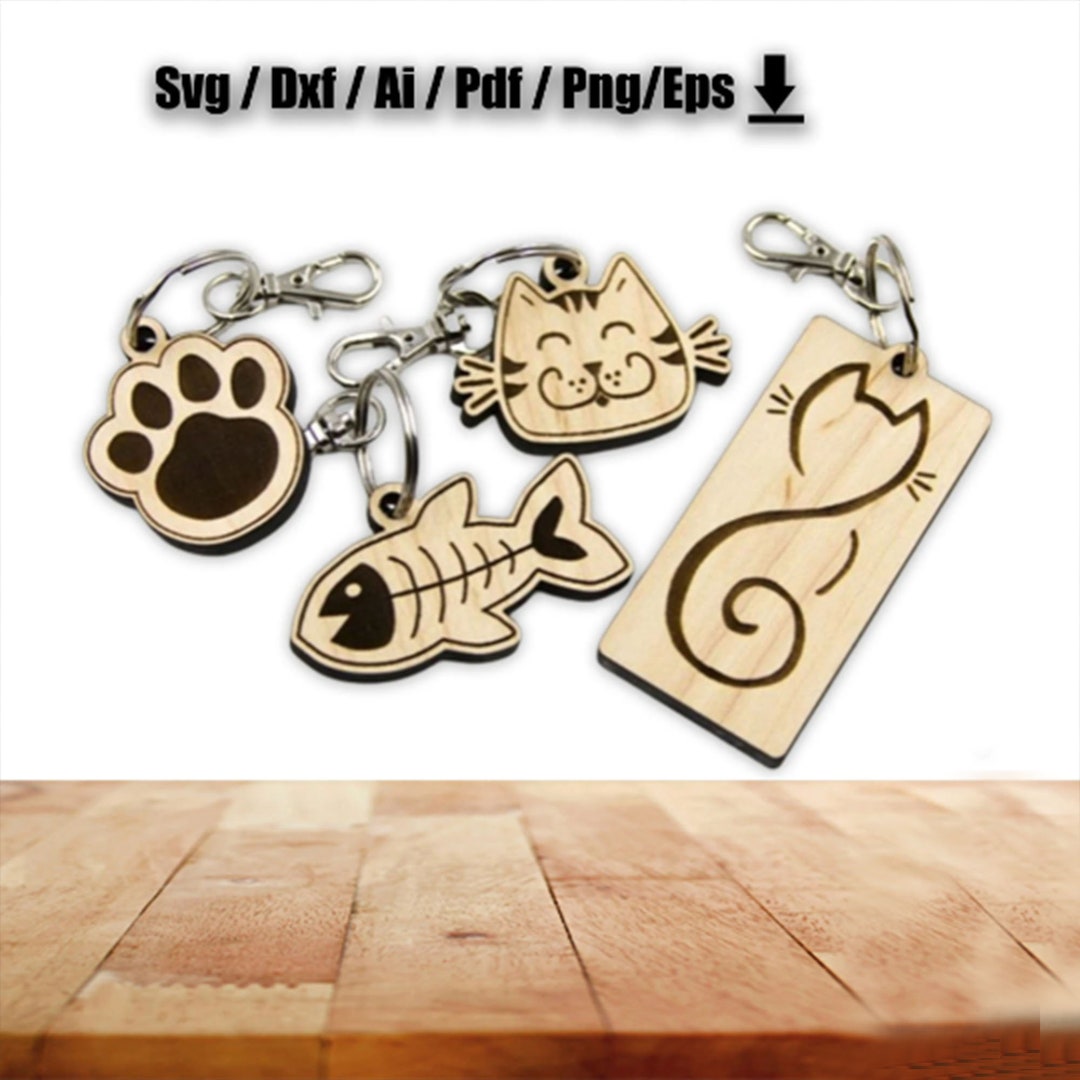 Wooden Animal Keyrings Svg, Knitting Accessories Dxf Files Laser Cut ...