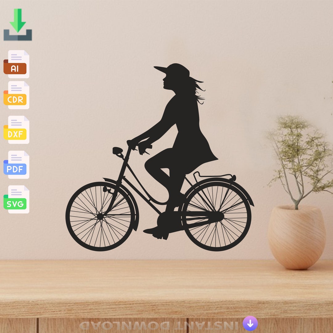 Female Cyclist Wall Art SVG: Bike Laser Cut Files (digital Download) - Etsy