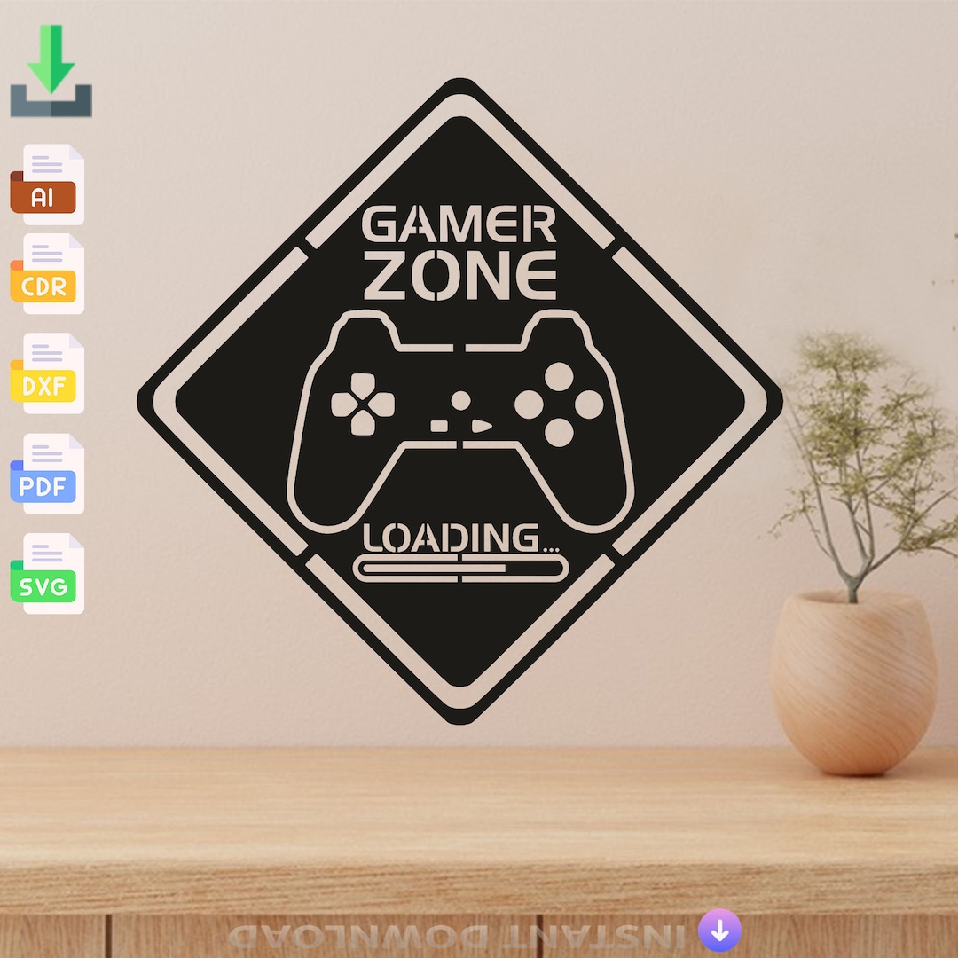 Gamer Zone Design Laser Cut Svg Dxf Files Wall Sticker Engraving Decal ...