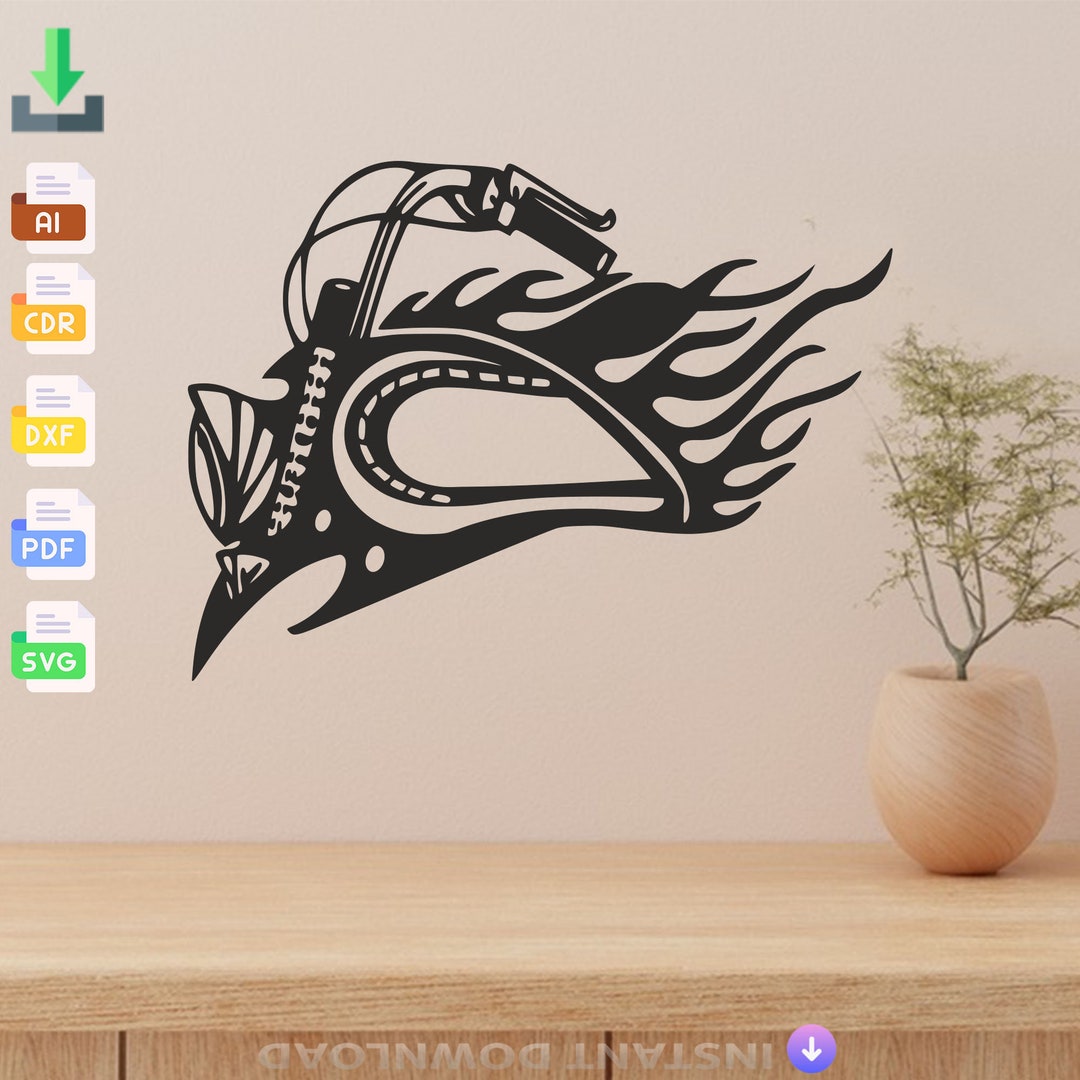 Motorcycle Design Laser Cut Svg Dxf Files Wall Sticker Engraving Decal ...