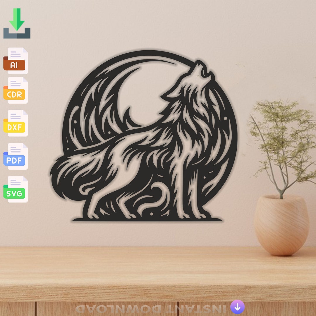Howling Wolf Wall Art: Laser Cut Design (digital Vector Files) - Etsy