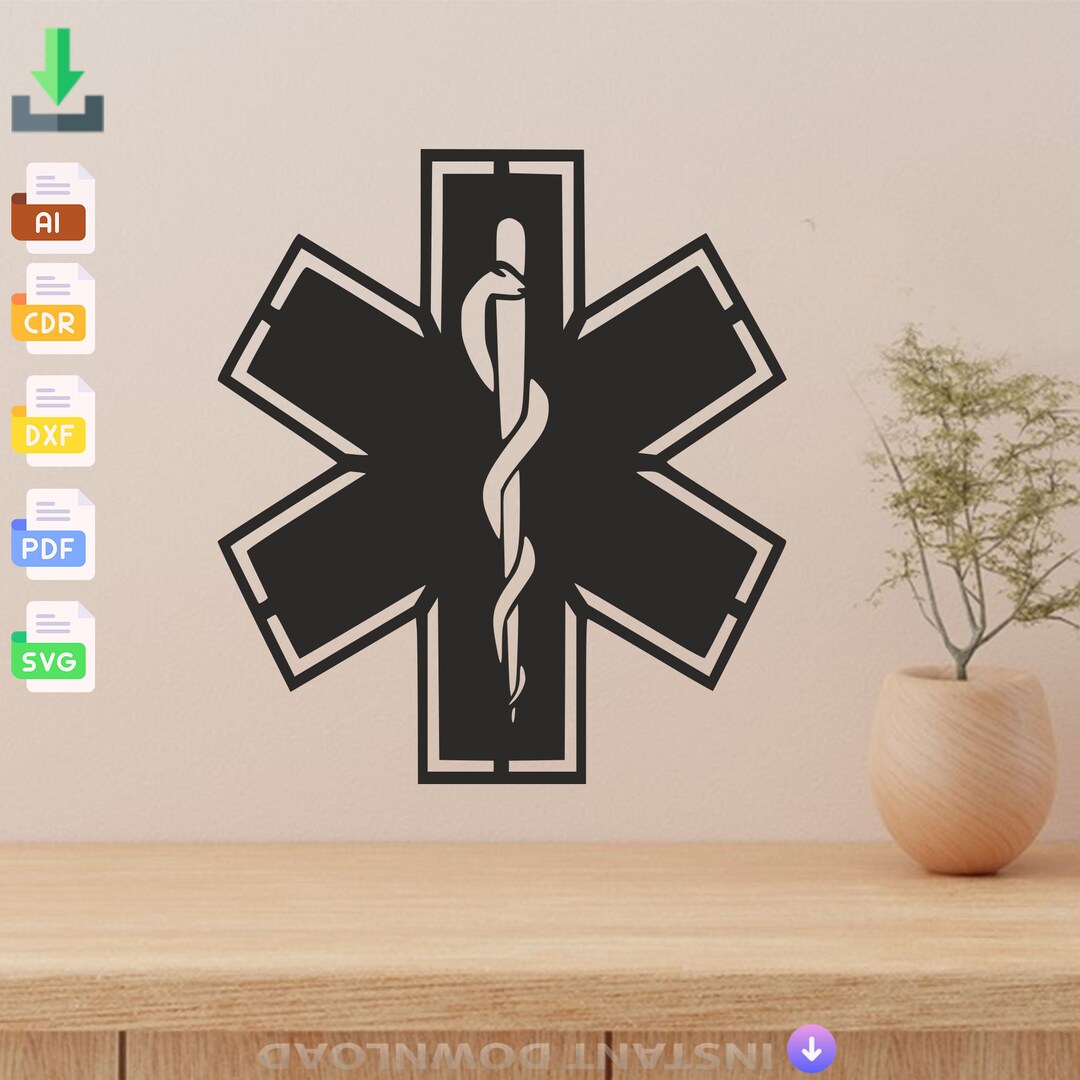Wall Decoration Star of Life Svg, Laser Cut, Svg, Dxf, Glowforge CNC ...