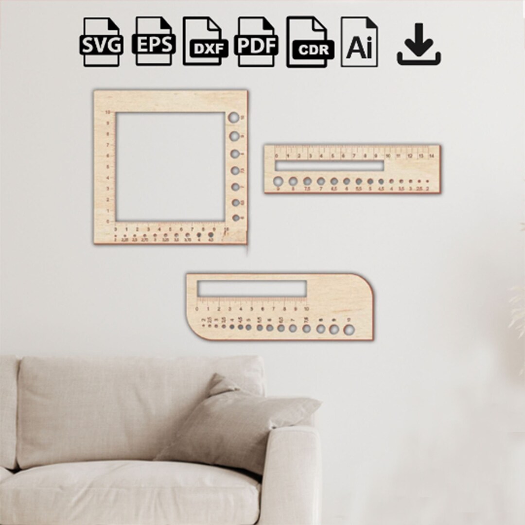 Wooden Knitting Ruler SVG DXF: Laser Cut CNC Vector Files (digital ...