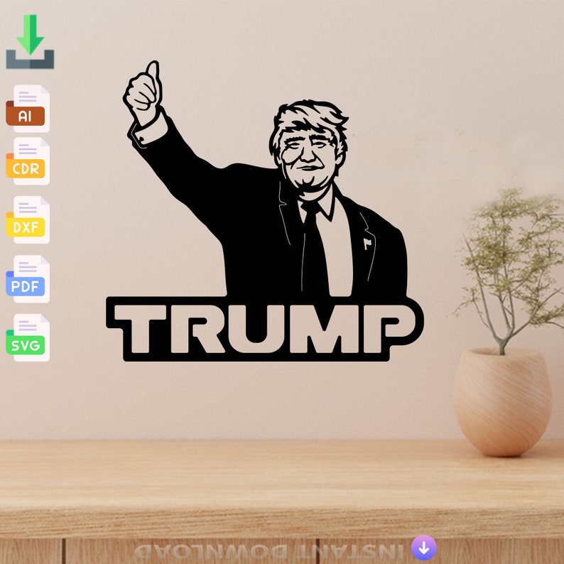 Plantilla de silueta de Trump: Archivos vectoriales cortados con láser ...