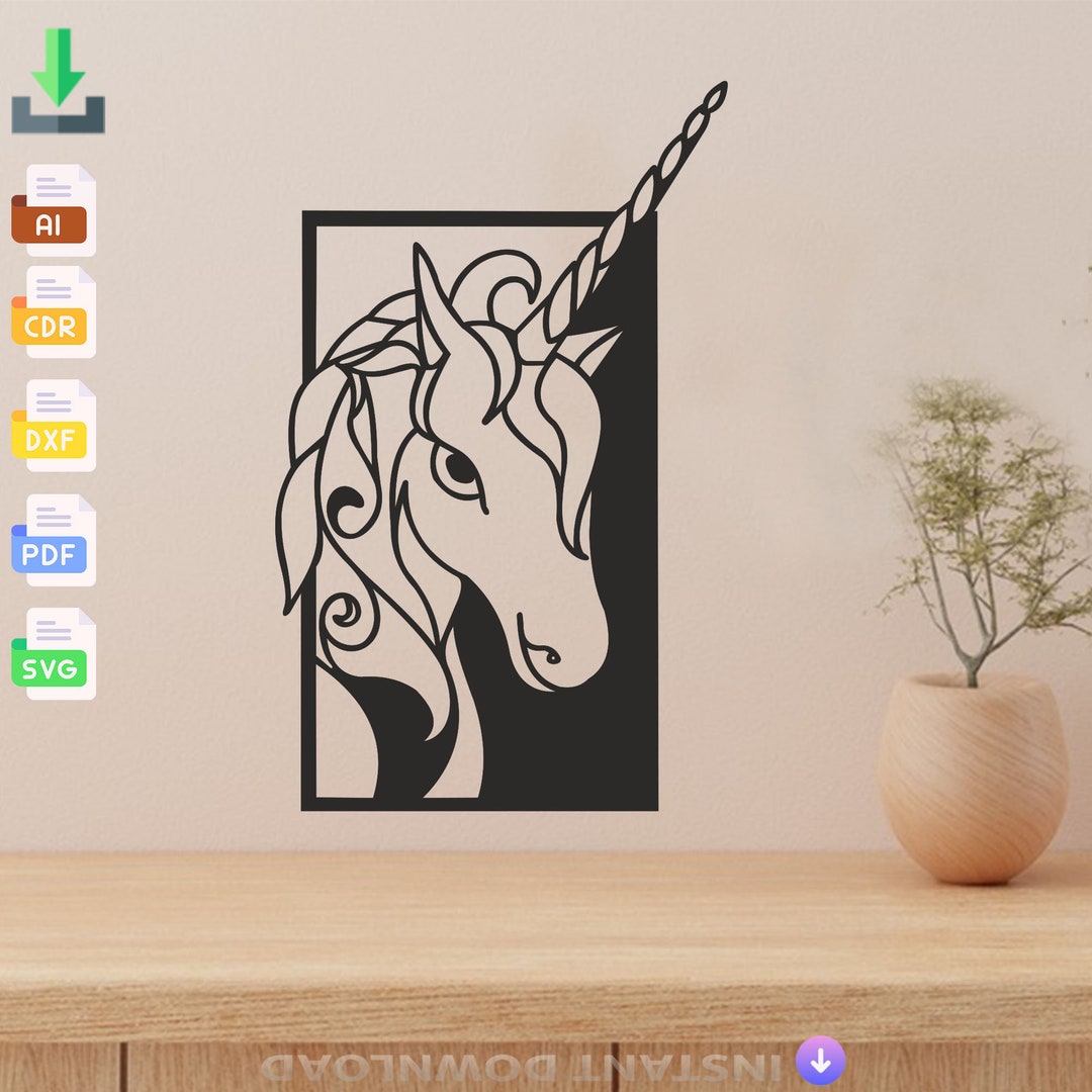 Unicorn Design Svg Dxf Files , for Cnc Laser Plasma Cricut Glowforge ...