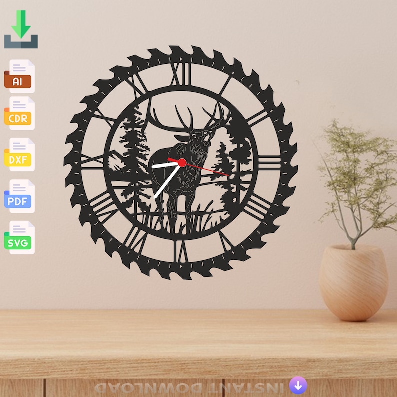 Deer Wall Clock SVG: Laser Cut Files (digital Download) - Etsy