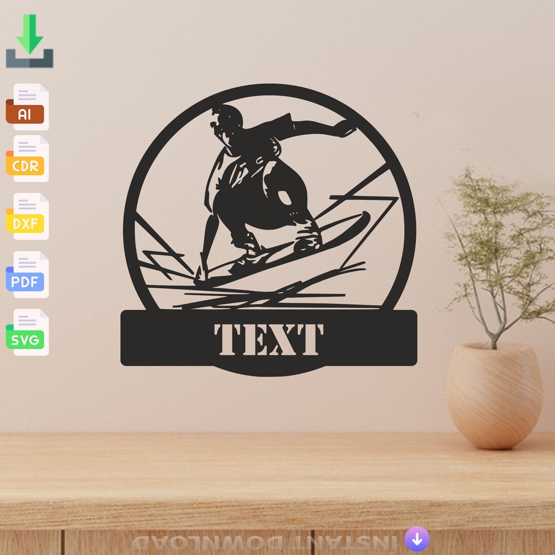 Personalized Sandboarding Laser Cut Svg Dxf File Wall Sticker Engraving ...