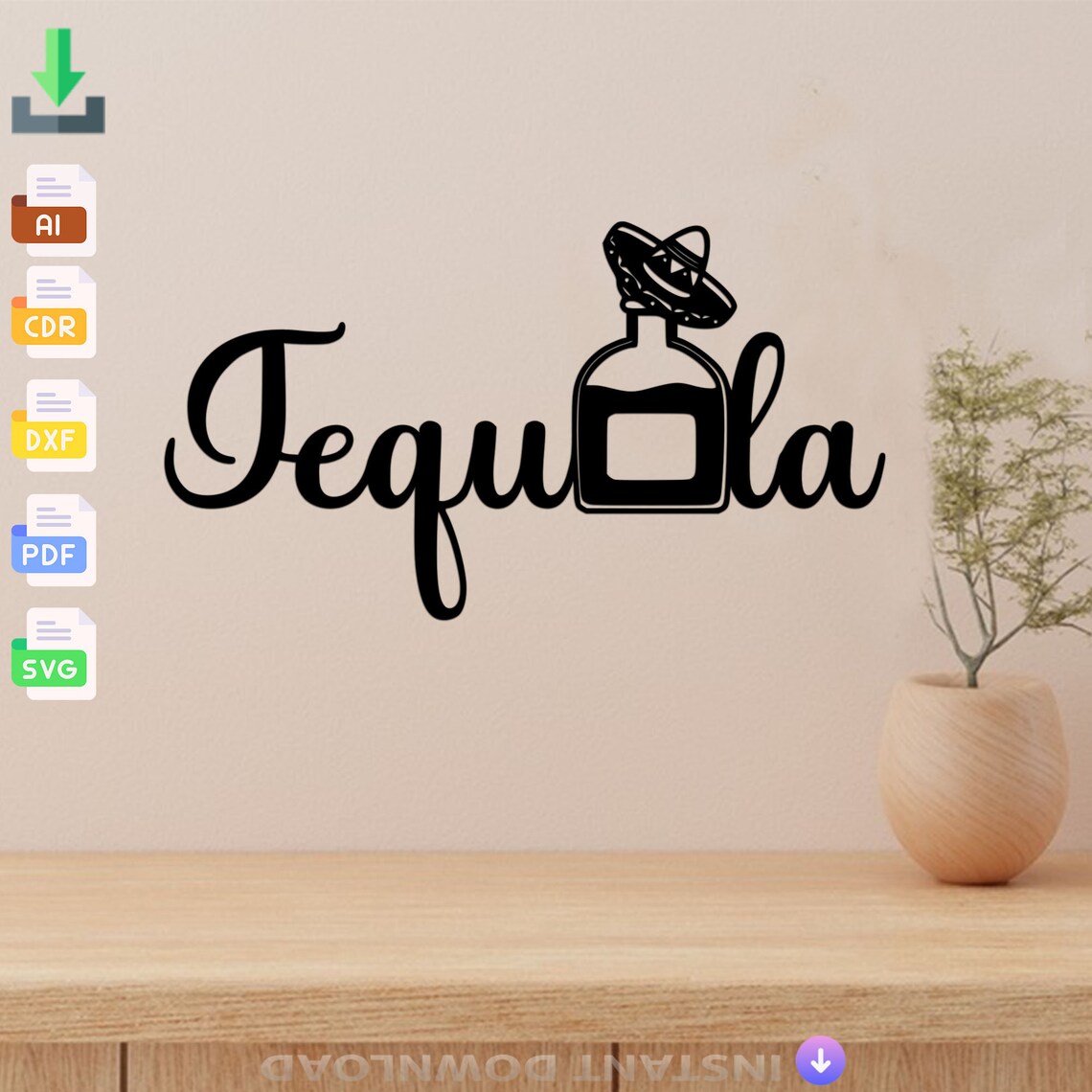 Tequila Bar Sign Decor Laser Cut Svg Dxf File Wall Sticker Engraving ...