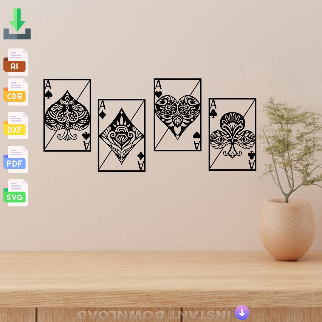 Decoration Playing Cards Metal Laser Cut, Svg, Dxf, Glowforge CNC ...