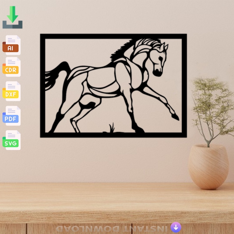 Archivos de corte láser de diseño de caballo: Plantilla vectorial SVG ...