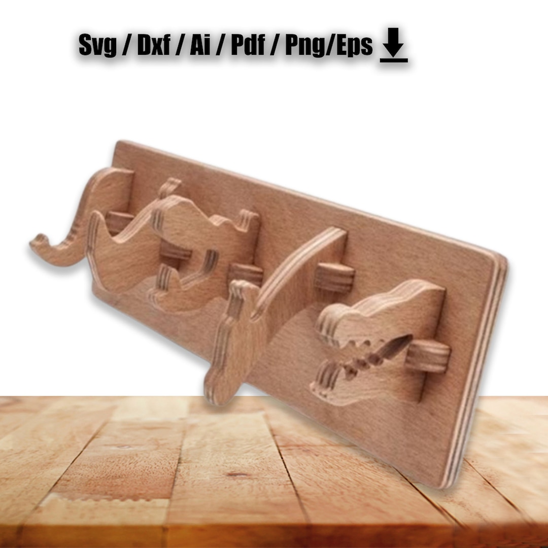 Animal Clothes Hanger 3D Model: Laser Cut Puzzle (DXF, SVG, PDF) - Etsy