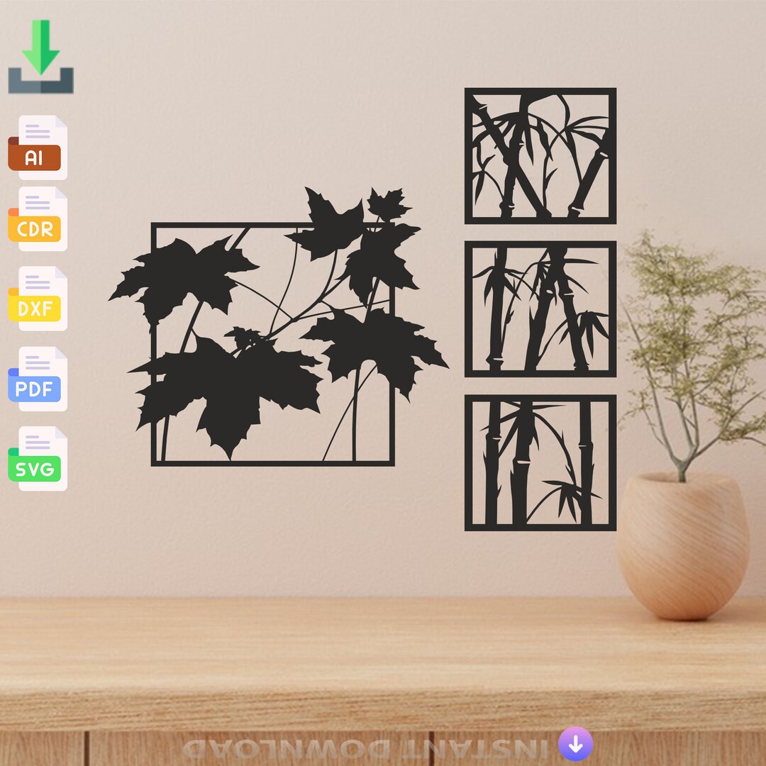 Bamboo Wall Decor SVG: Laser Cut Files (digital Download) - Etsy
