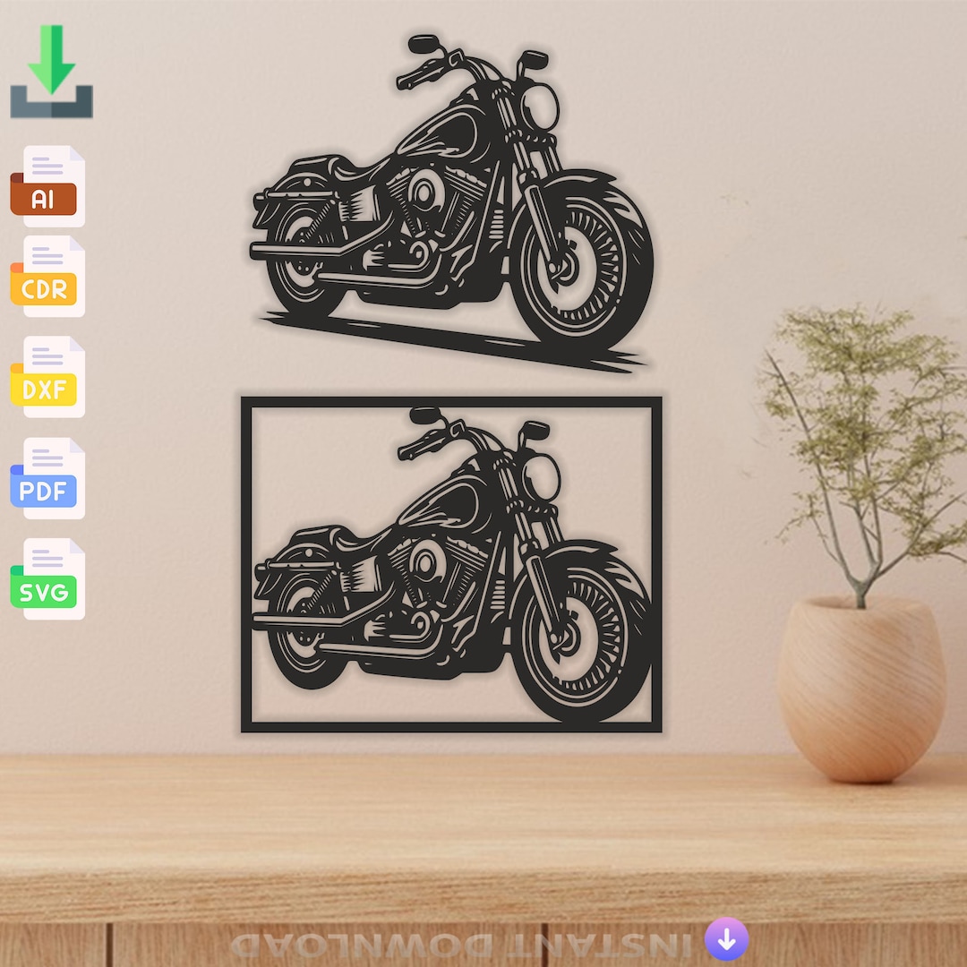 Harley Motorcycle Svg File Laser Cut Svg Dxf Files Wall Sticker ...