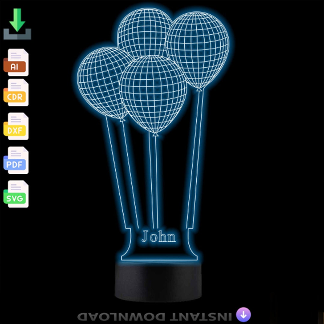 Personalized Balloon LED Lamp 3D Laser Cut File (digital Download) - Etsy