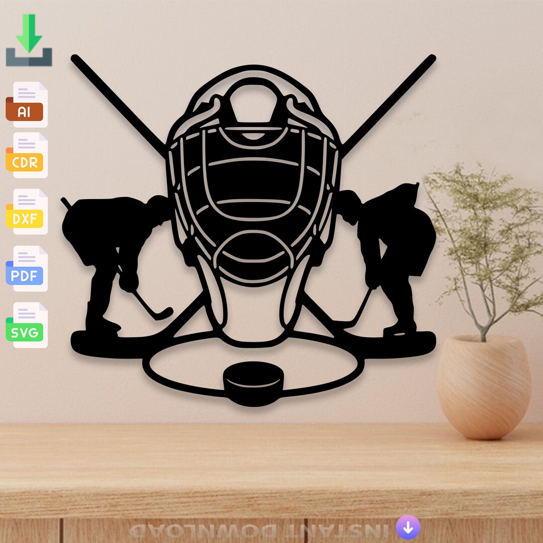 Wall Decor Hockey Players Laser Cut, Svg, Dxf, Glowforge CNC Cutting ...