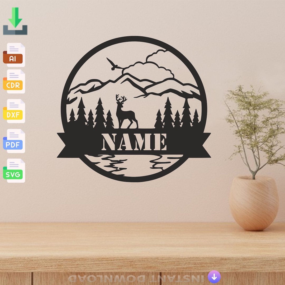 Personalized Deer Monogram SVG: Laser Cut File (digital Download) - Etsy