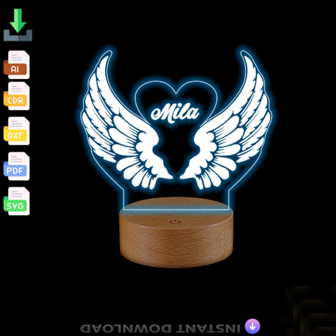 Personalized Angel Wing Acrylic 3D Led Lamp,3d Illusion Acrylic Led ...