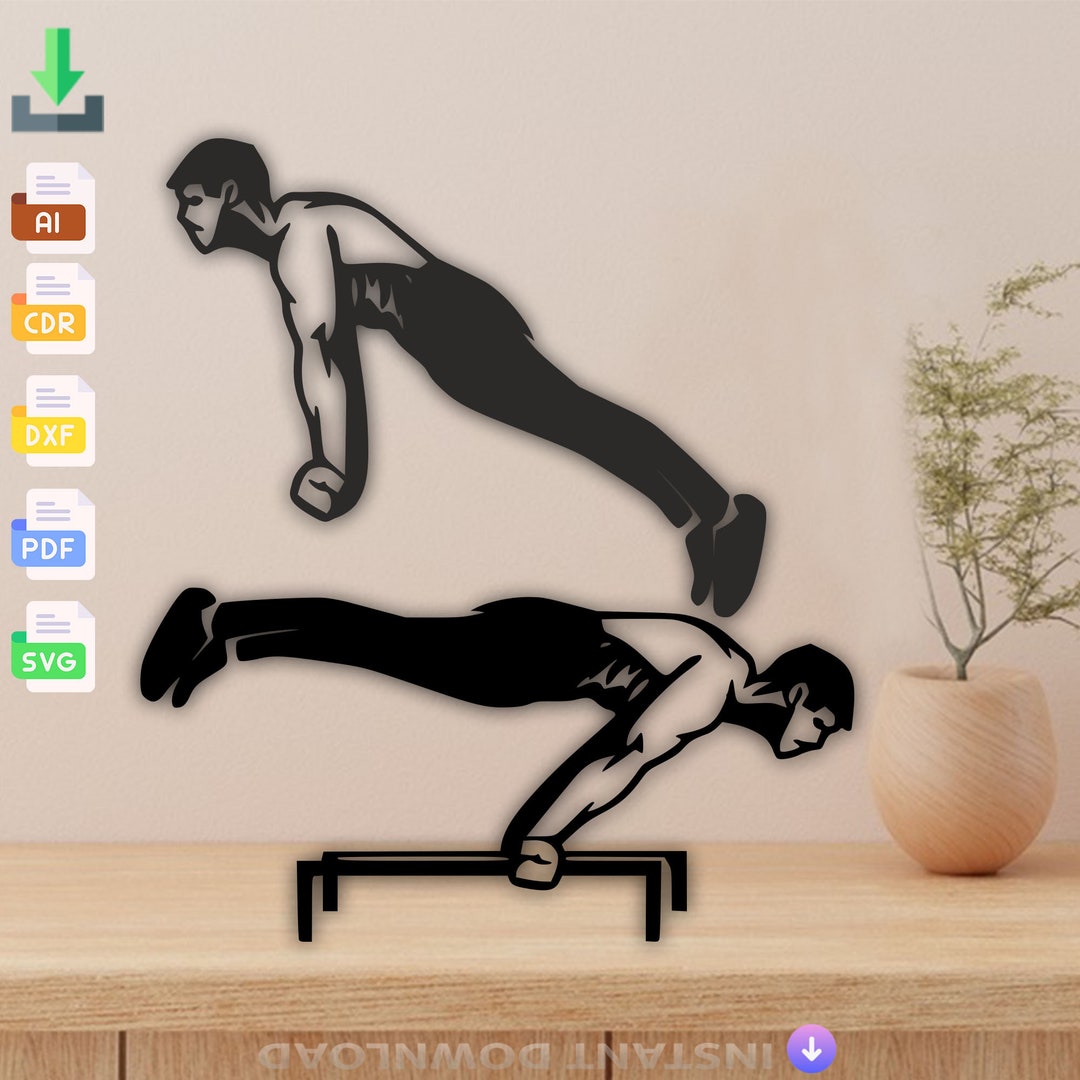Gym Workou Powerlifting Design Laser Cut Svg Dxf Files Wall Sticker ...