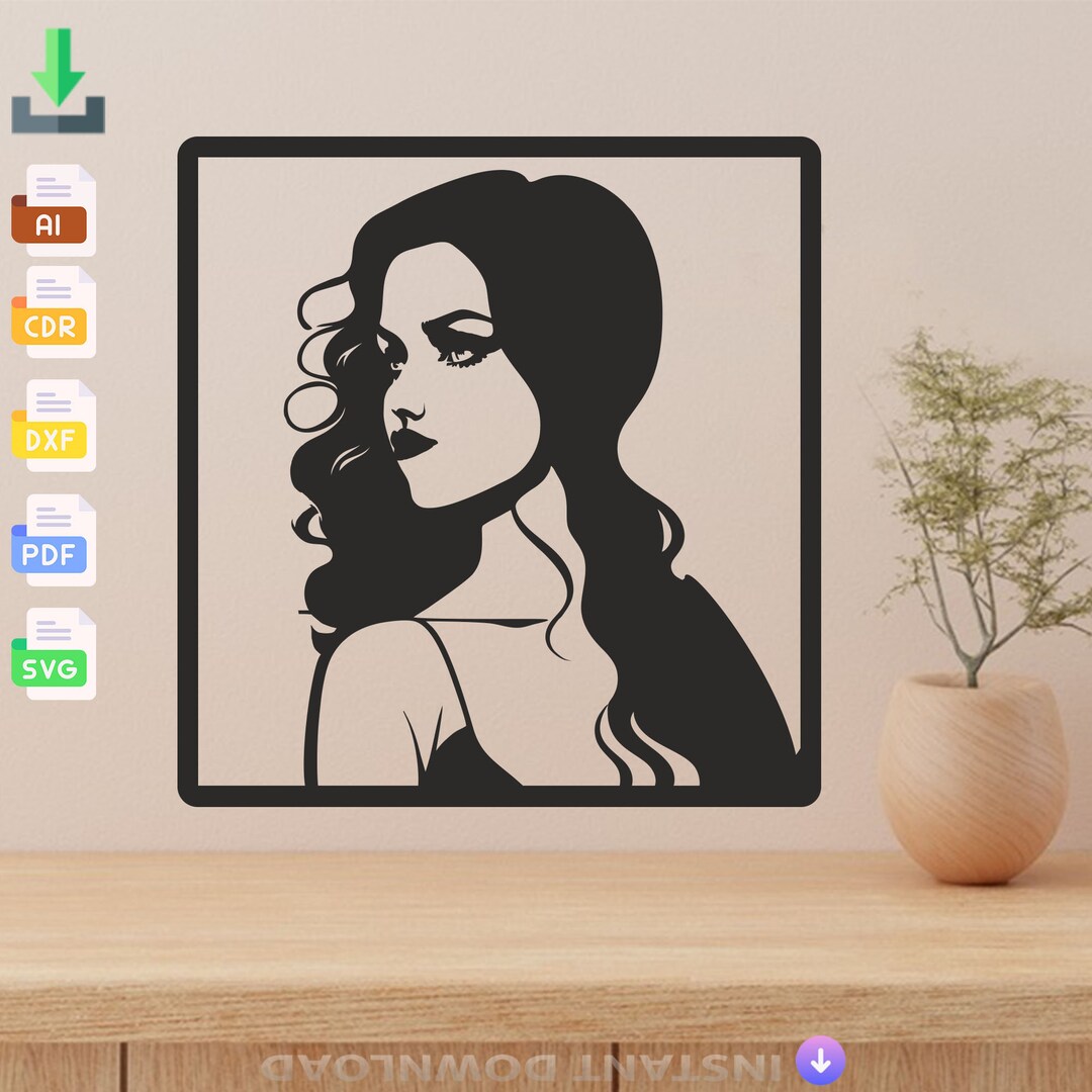 Girl Portrait Frame SVG: Laser Cut CNC File (digital Download) - Etsy