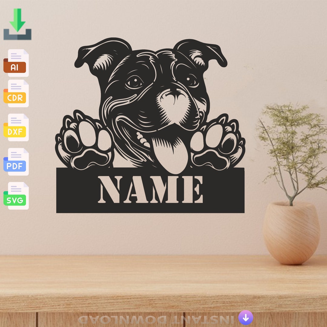 American Staffordshire Design Laser Cut Svg Wall Sticker Engraving ...