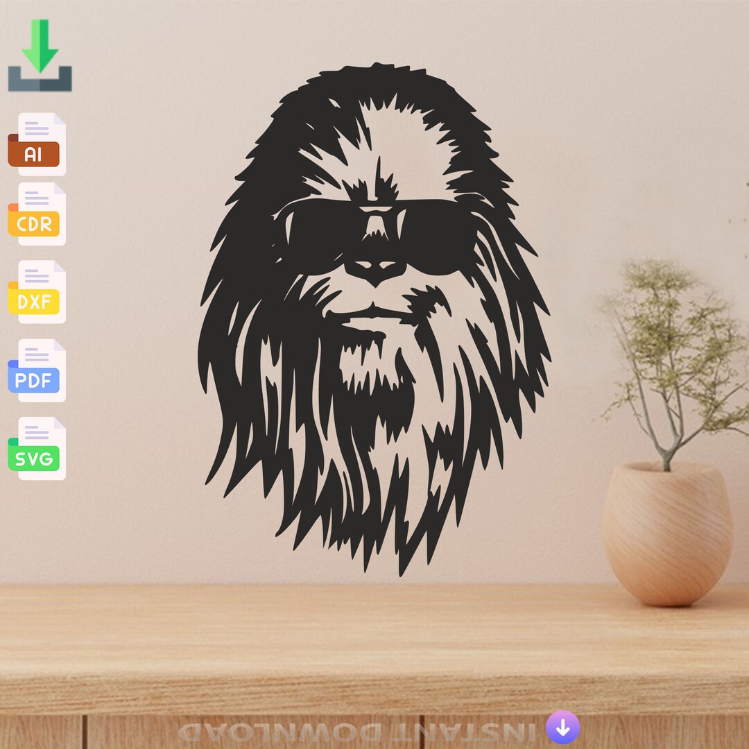 Chewbacca SVG: Laser Cut Design, Wall Decal Template (digital Download ...