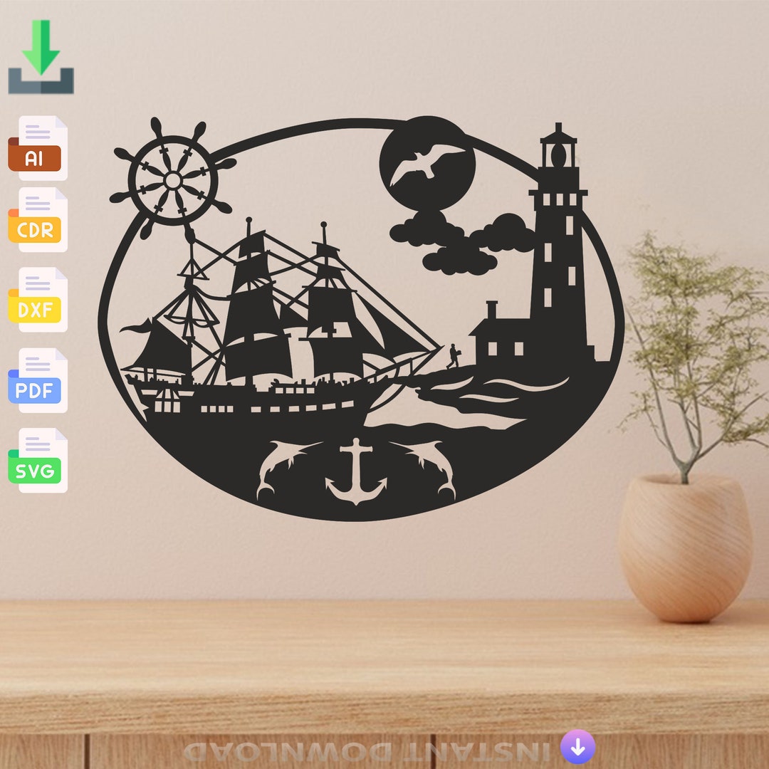 Sailor Design Laser Cut Svg Dxf Files Wall Sticker Engraving Decal ...