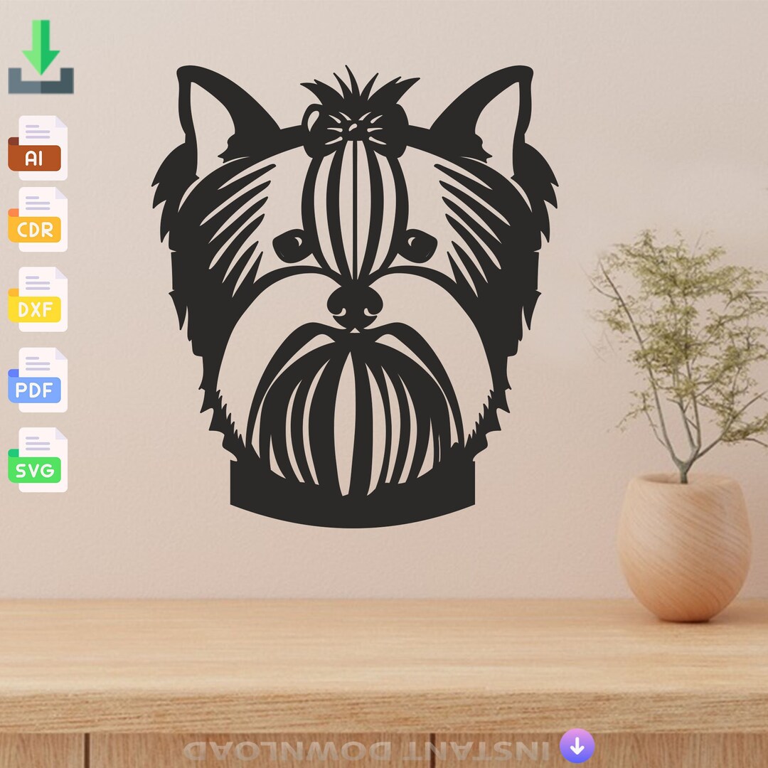 Cute Dog Design Laser Cut Svg Dxf Files Wall Sticker Engraving Decal ...