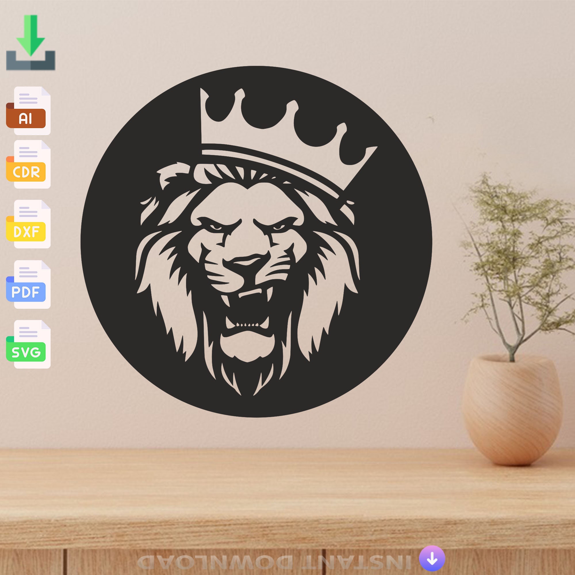 Lion Svg Files Laser Cut Svg Dxf Files Wall Sticker Engraving - Etsy