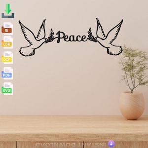 Peace Doves Design Laser Cut Svg Dxf File Wall Sticker Engraving Decal ...