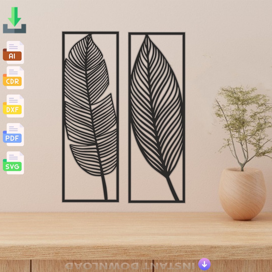 Leaves Wall Hanging SVG DXF: Laser Cut Template (digital Download) - Etsy