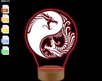 Chakras 3D Illusion Acrylic Hologram Night Led Lamp Laser Cut Engraving ...