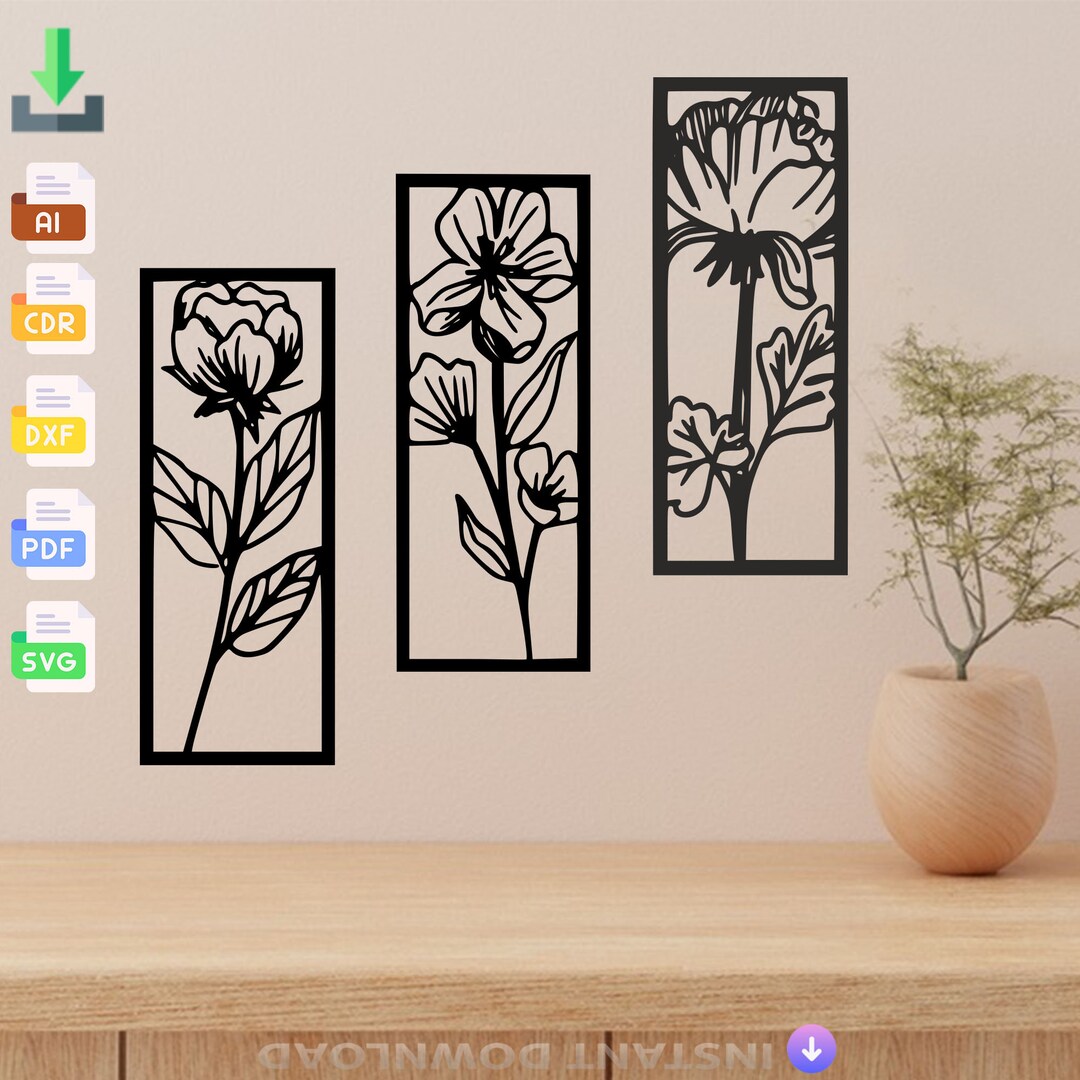 Flowers Wall Art: Laser Cut Files, SVG DXF (digital Download) - Etsy