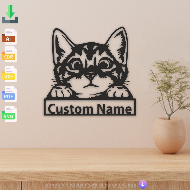 Custom Peeping Cat Sign Laser Cut File (digital Download) - Etsy