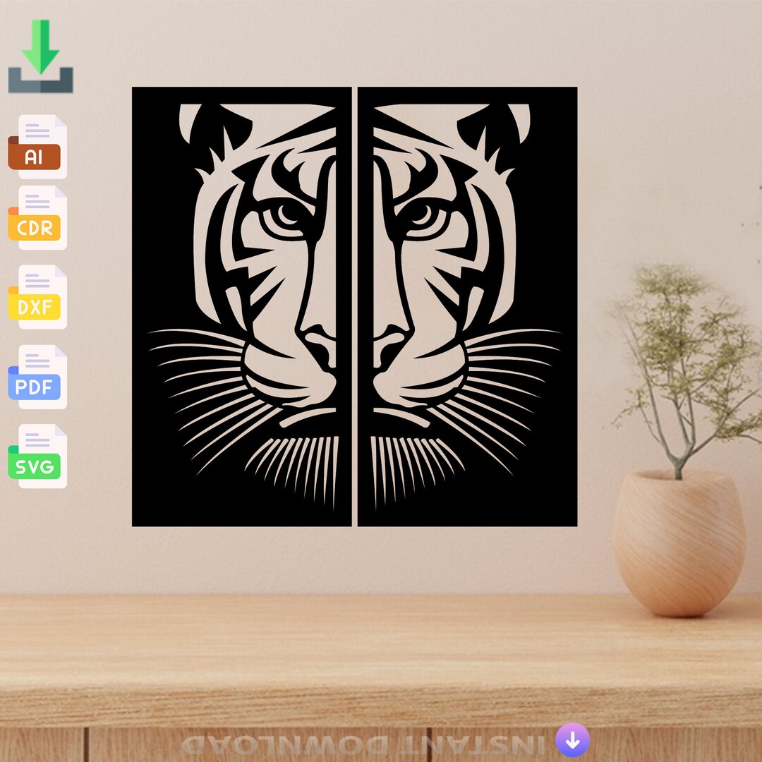 Wall Decoration Tiger Panel, Laser Cut, Svg, Dxf, Glowforge CNC Cutting ...