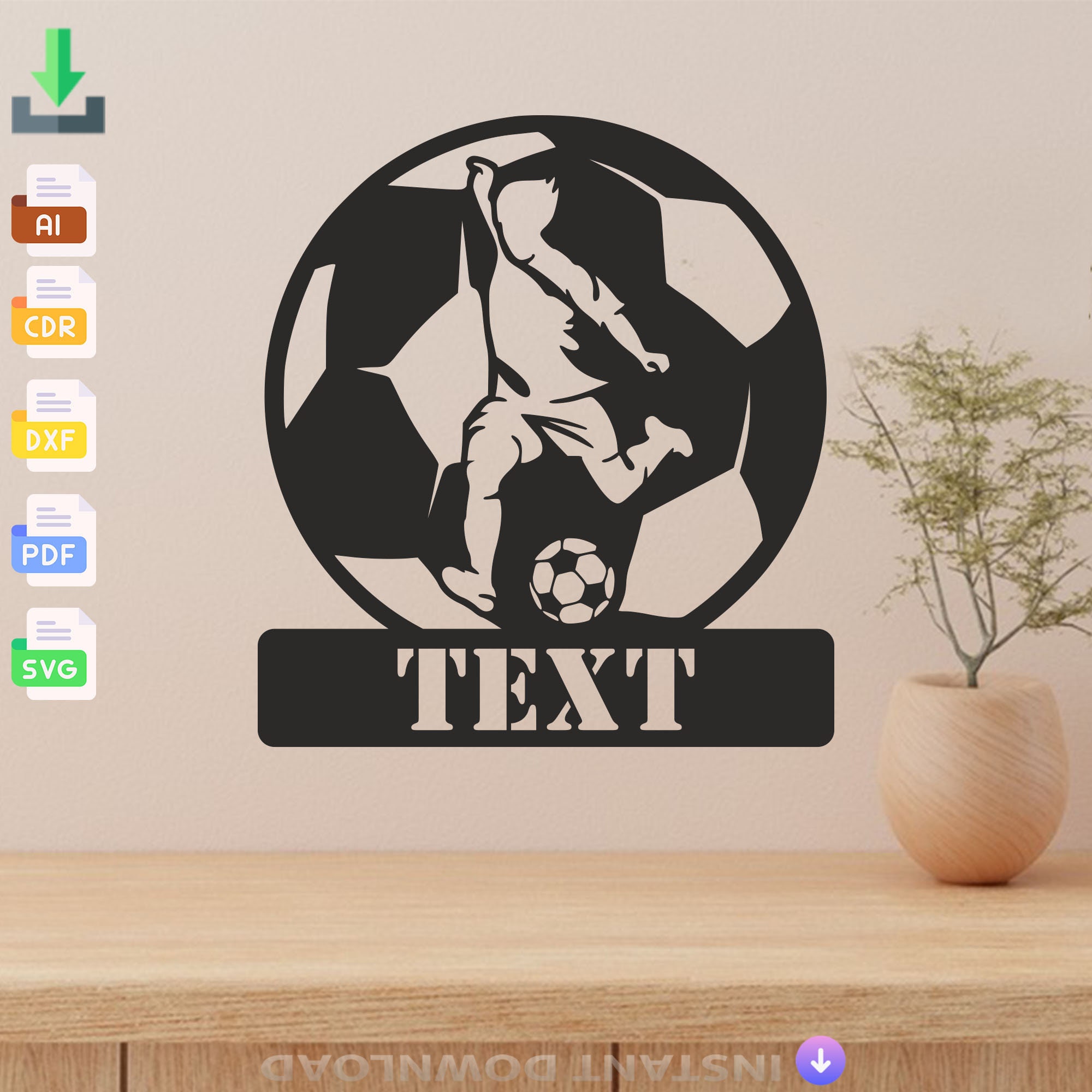 Soccer Monogram SVG File: Laser Cut CNC Vector (digital Download ...