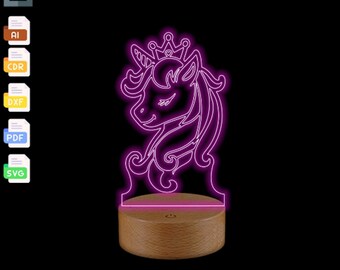 Unicorn 3D Illusion Acrylic Hologram Night Led Lamp Laser Cut Engraving ...