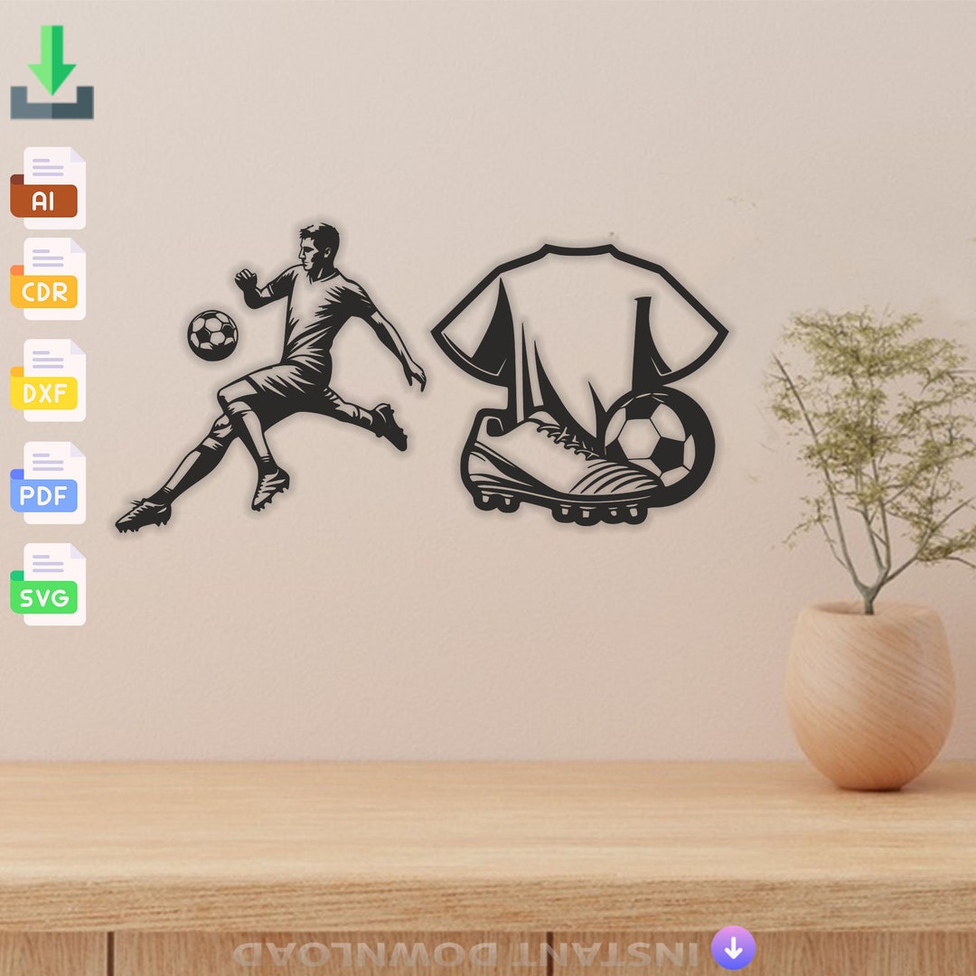Soccer Player SVG: Football Wall Art, CNC Router Cut File (digital ...