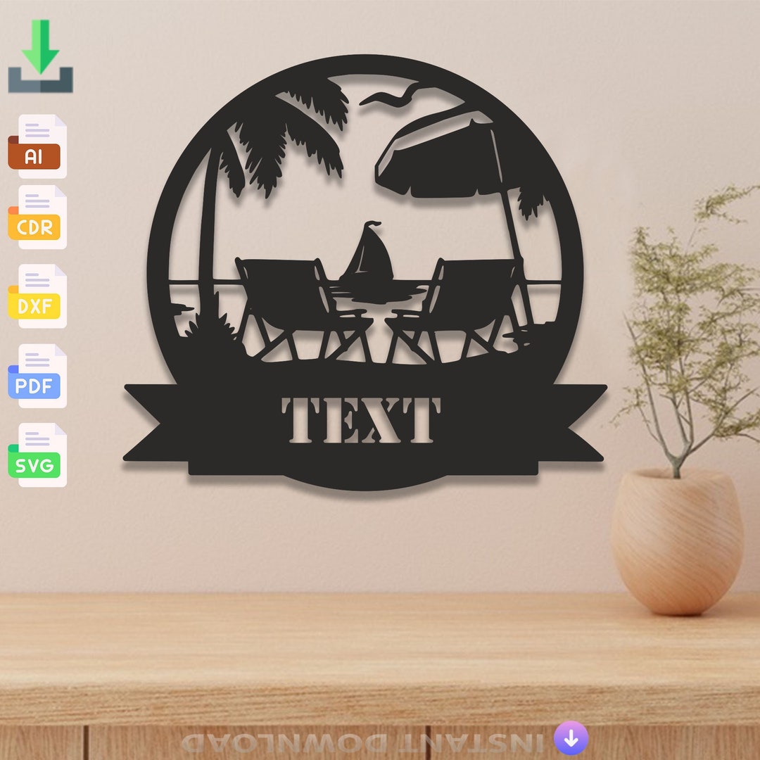 Custom Beach House Laser Cut File: SVG DXF Vector Template (digital ...